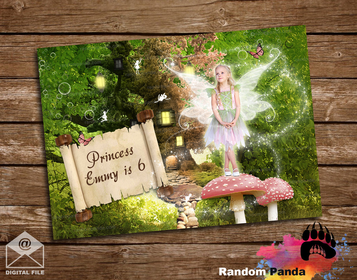 Fun Fairy Garden Poster, Pink Pixie Party Backdrop – Random Panda