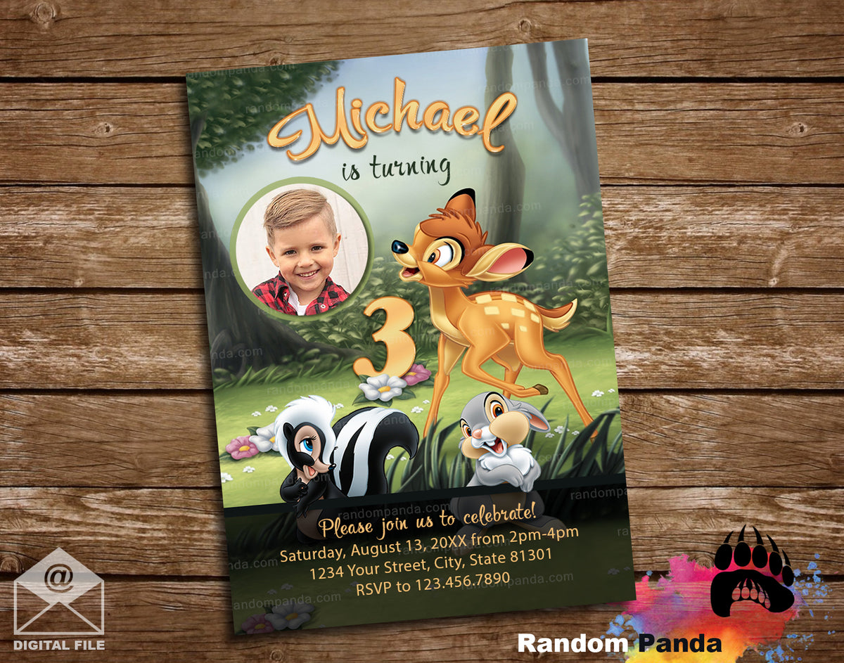 Bambi Party Invitation, Thumper Invite – Random Panda