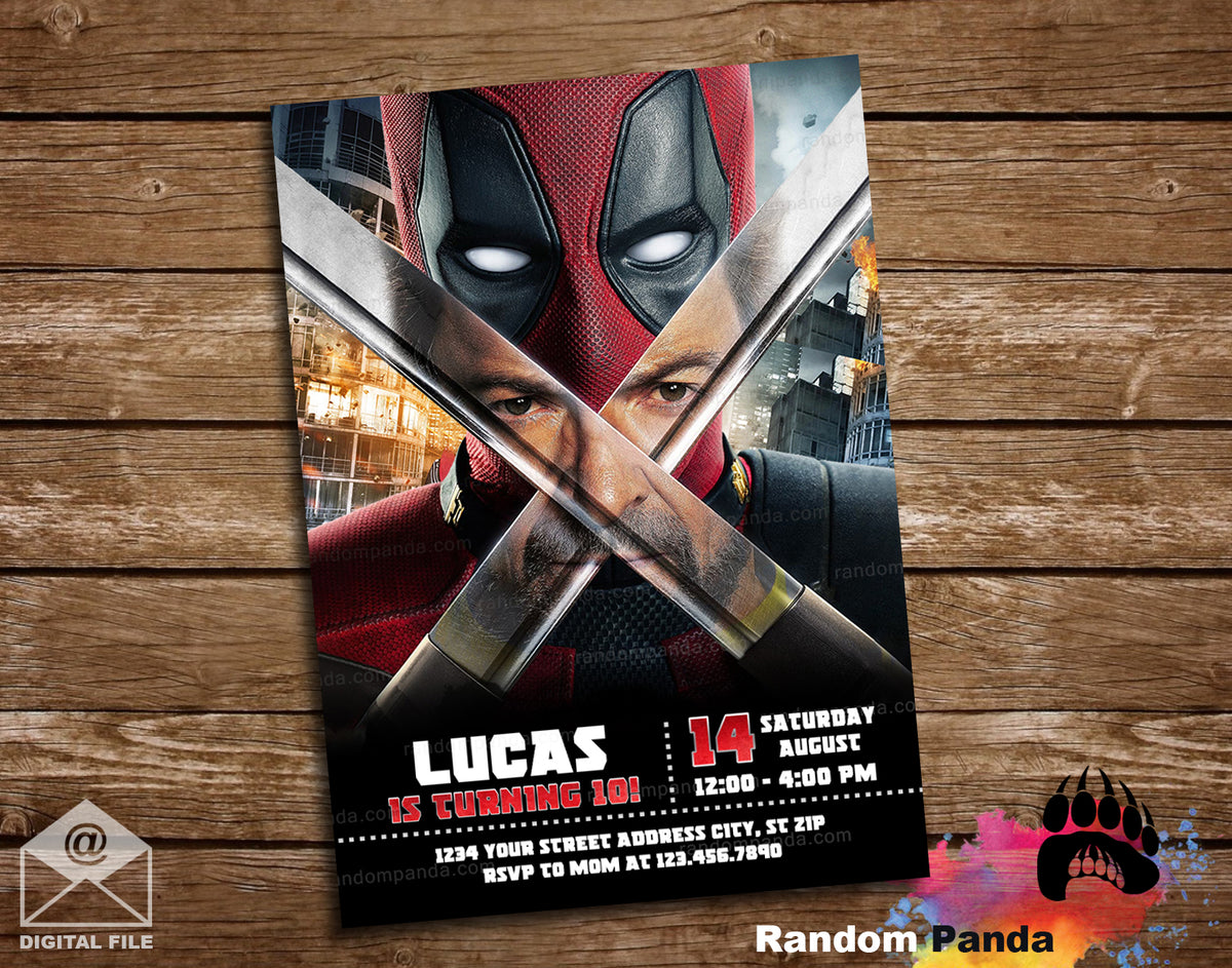 Deadpool and Wolverine Bday Invitation – Random Panda