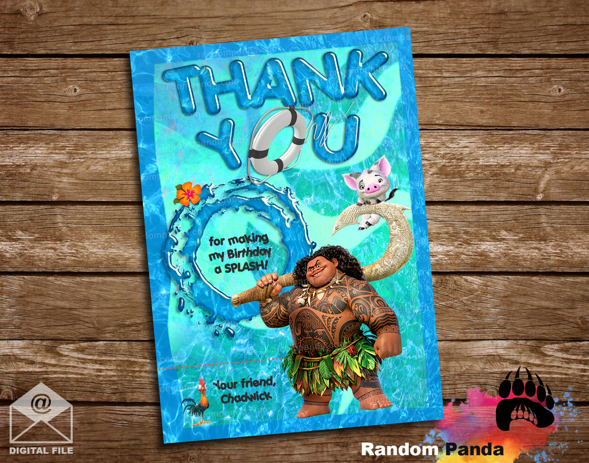 Maui Pool or Splash Party Thank You Card – Random Panda