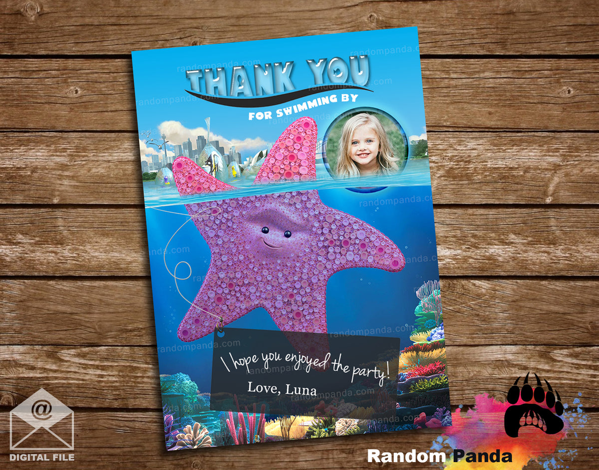 Nemo Thank You Card, Peach Starfish Thanks Note – Random Panda