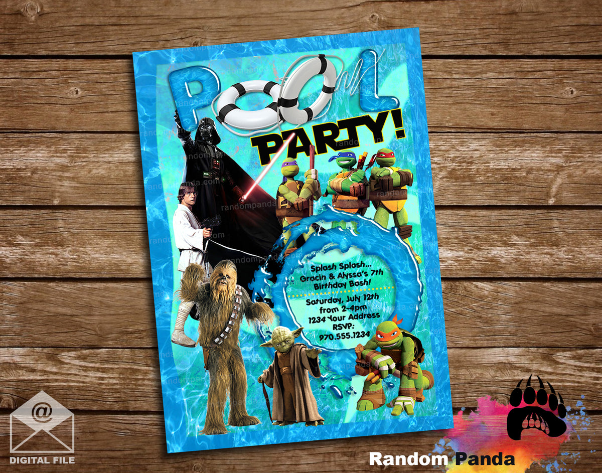 Star Wars TMNT Double Pool Party Invitation – Random Panda