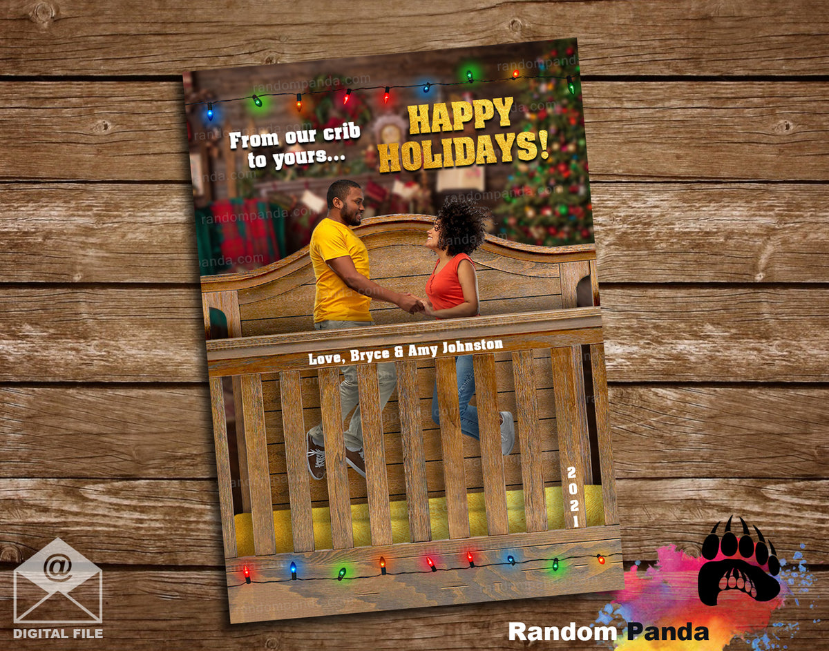 Funny Christmas Card, Family in Baby Crib Holiday Card – Random Panda
