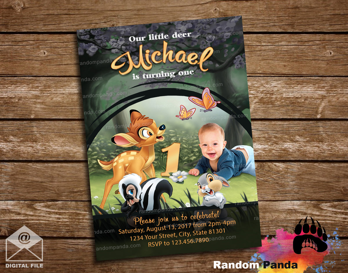 Funny Bambi Party Invitation, Thumper Invite – Random Panda