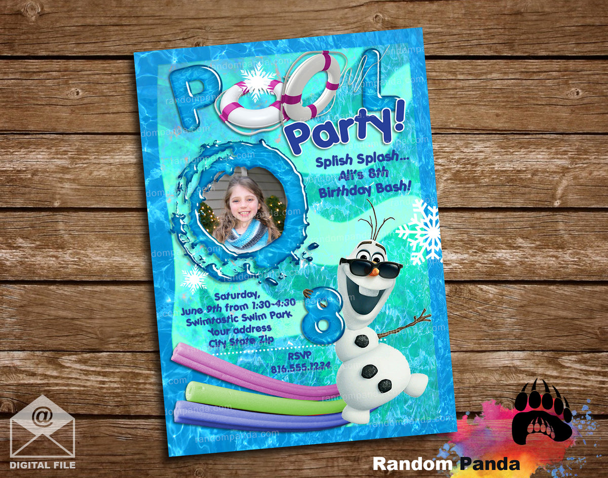 Fun Olaf Pool Party Invitation, Frozen Swim Invite – Random Panda