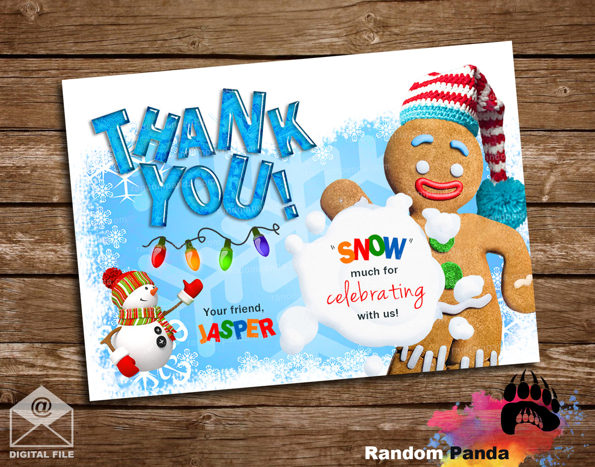 Gingerbread Snowman Thank You Card – Random Panda