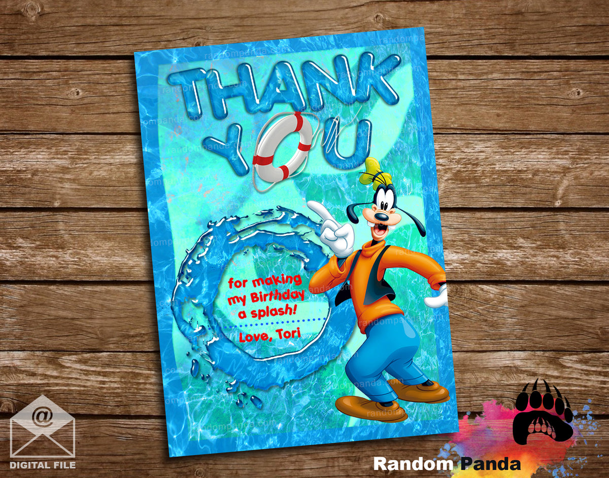 Goofy Pool Party Thank You Card – Random Panda