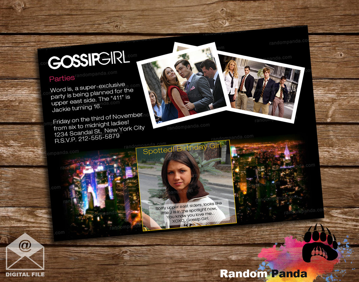 Funny Gossip Girl Party Invitation – Random Panda