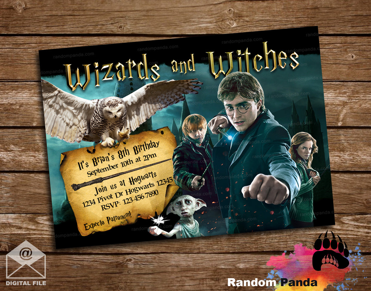 Harry Potter Gang & Dobby Party Invitation – Random Panda