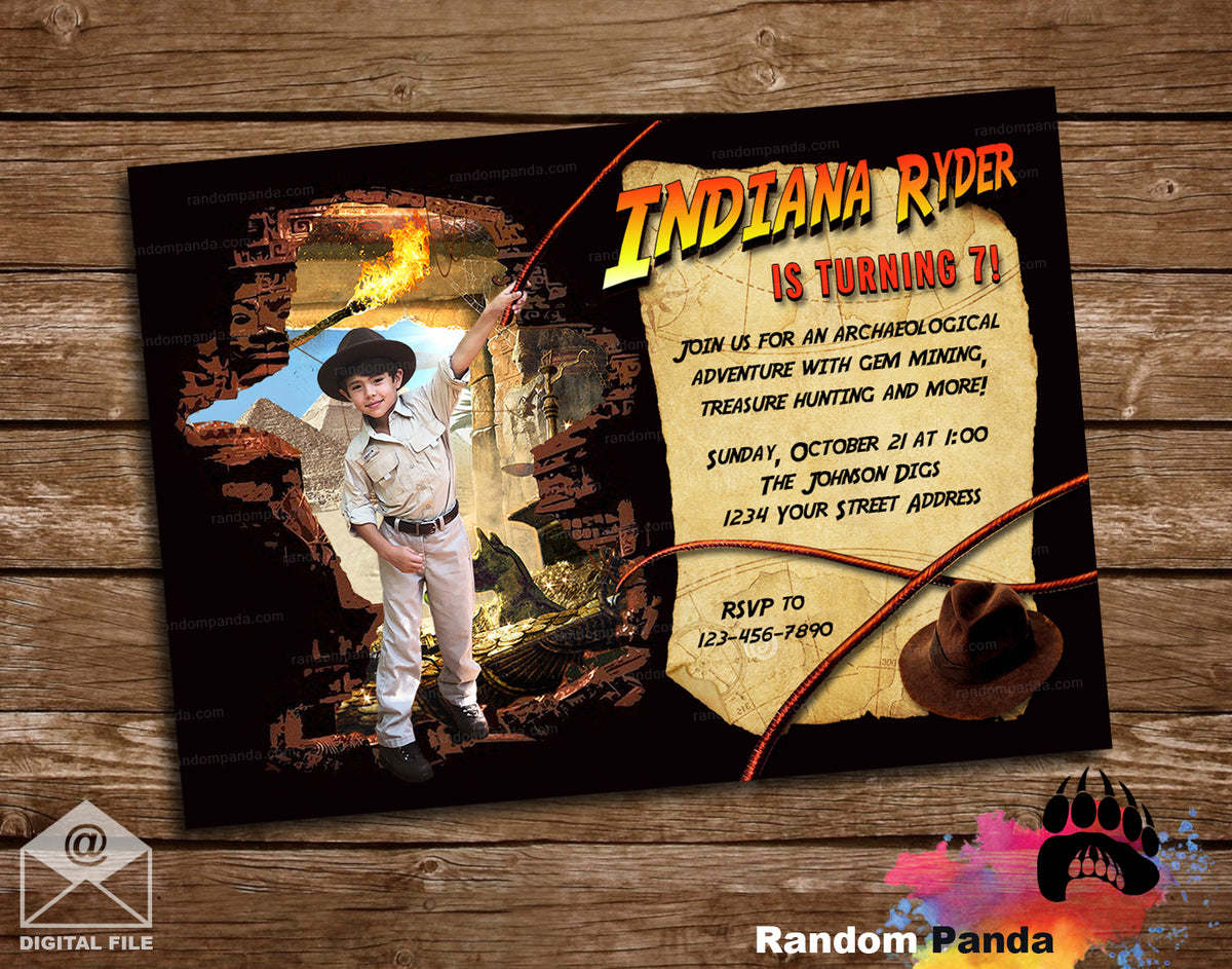 Funny Indiana Jones Treasure Party Invitation – Random Panda