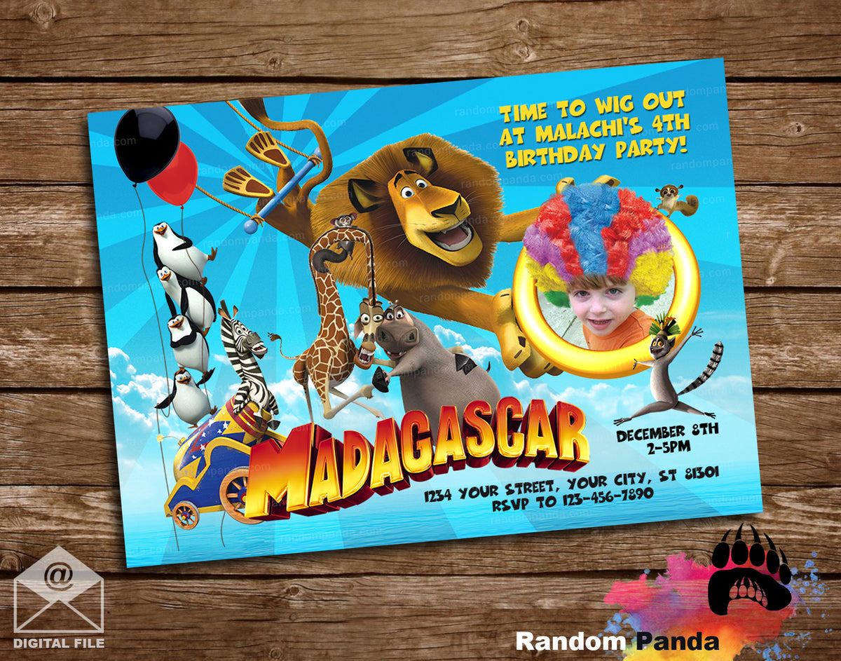 Funny Madagascar Wig Party Invitation – Random Panda