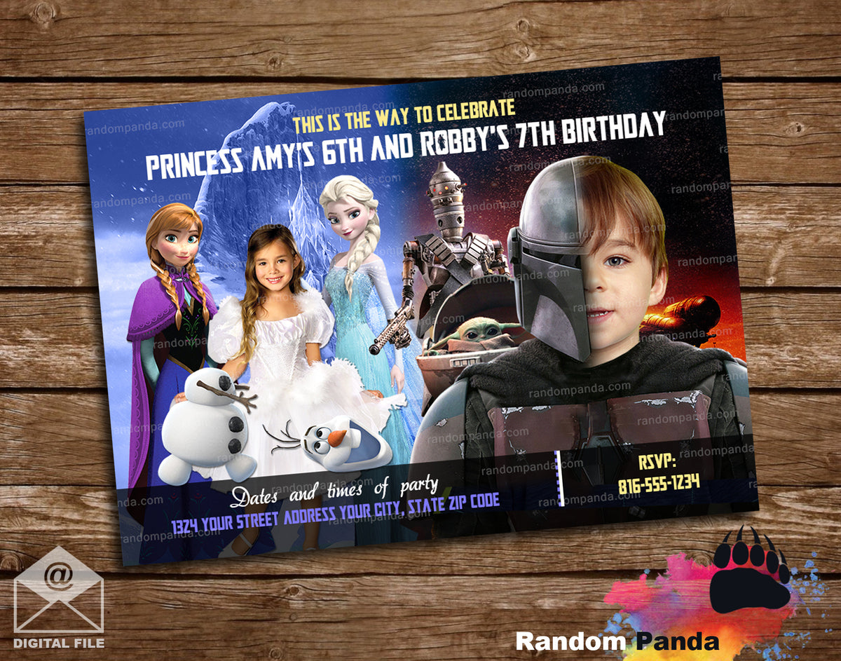 Funny Mandalorian Frozen Double Party Invitation – Random Panda