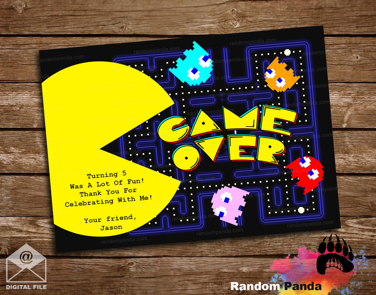 Pac-Man Party Thank You Card – Random Panda