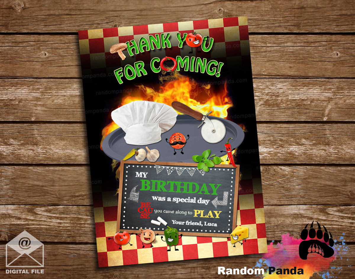 Italian Pizza Party Thank You Card – Random Panda