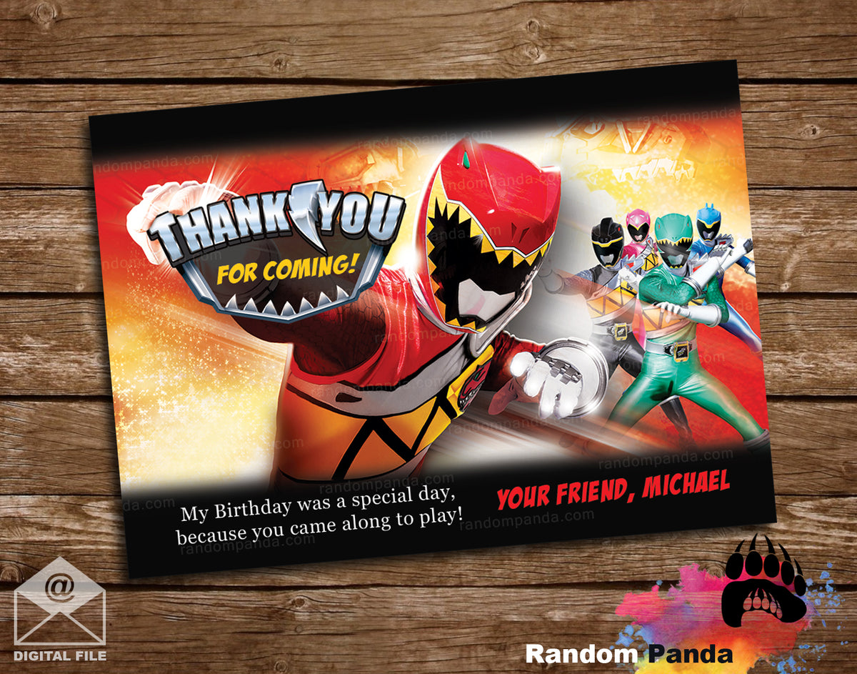 Power Rangers Party Thank You Card – Random Panda