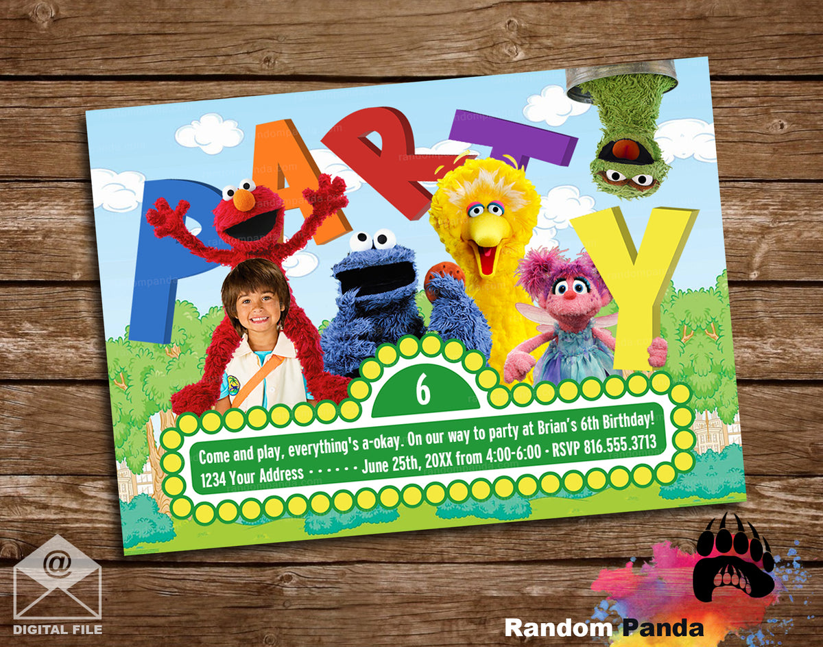 Funny Elmo Sesame Street Party Invitation – Random Panda