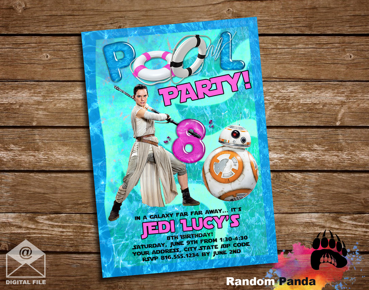 Star Wars Jedi Rey Pool Party Invitation – Random Panda
