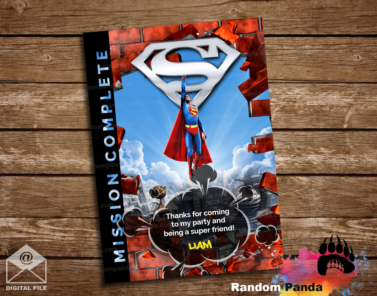 Superhero Superman Thank You Card – Random Panda