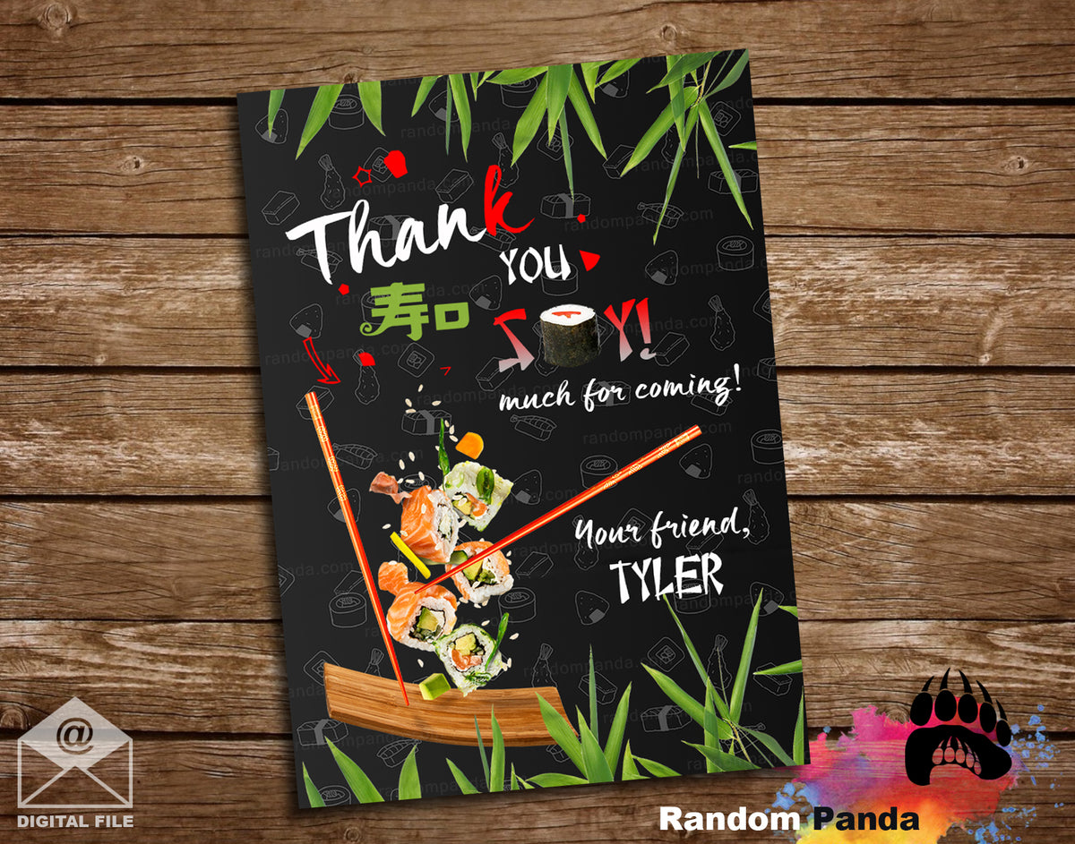 Sushi Chopsticks Thank You Card – Random Panda