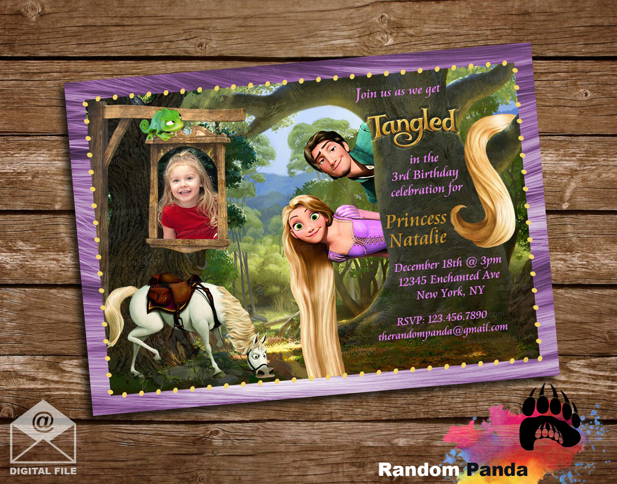 Tangled Rapunzel Birthday Party Invitation – Random Panda