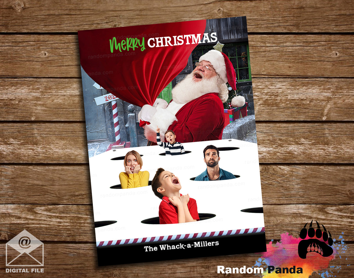 Funny Christmas Card, Santa Whack a Family Holiday Card – Random Panda