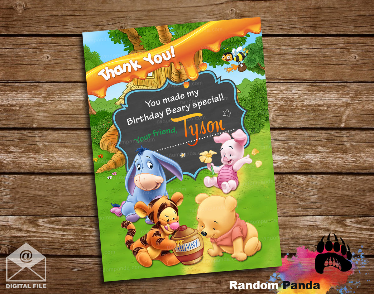Baby Winnie the Pooh Thank You Card – Random Panda