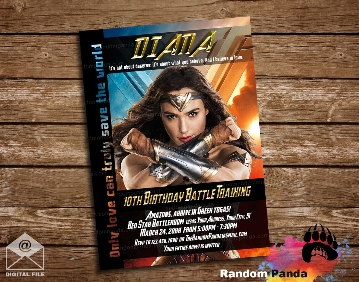 Wonder Woman Party Invitation – Random Panda