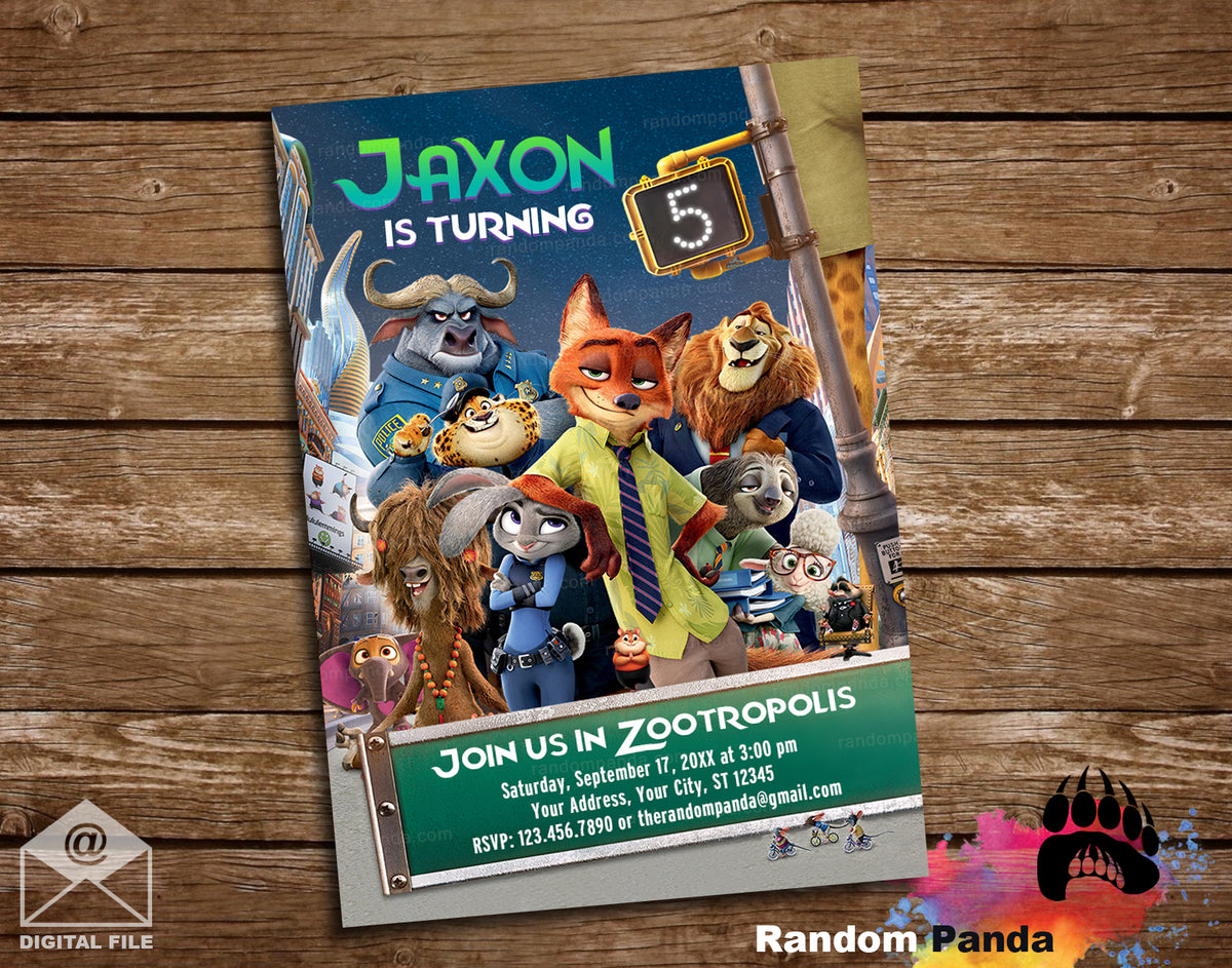 Zootopia Party Invitation – Random Panda